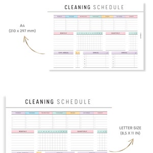Colorful Cleaning Schedule Template PRINTABLE: FILLABLE Checklist (a4 ...