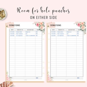 Floral Donation Tracker Printable, Fillable Charity Donation Tracker ...