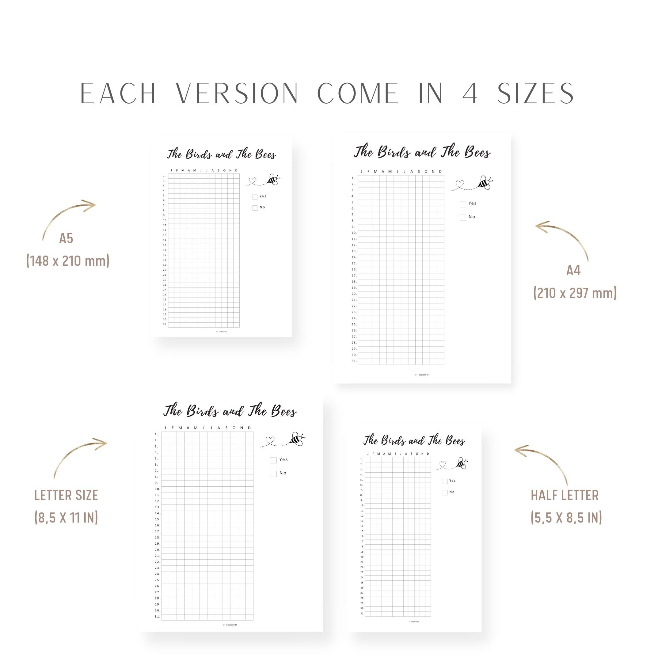 Intimacy Tracker Template Sex Tracker Sexual Health Tracker Love Tracker The Birds And The