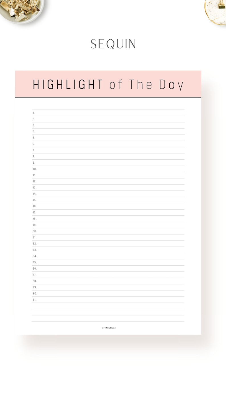 Printable Highlight of the Day Template Day Highlight Page - Etsy