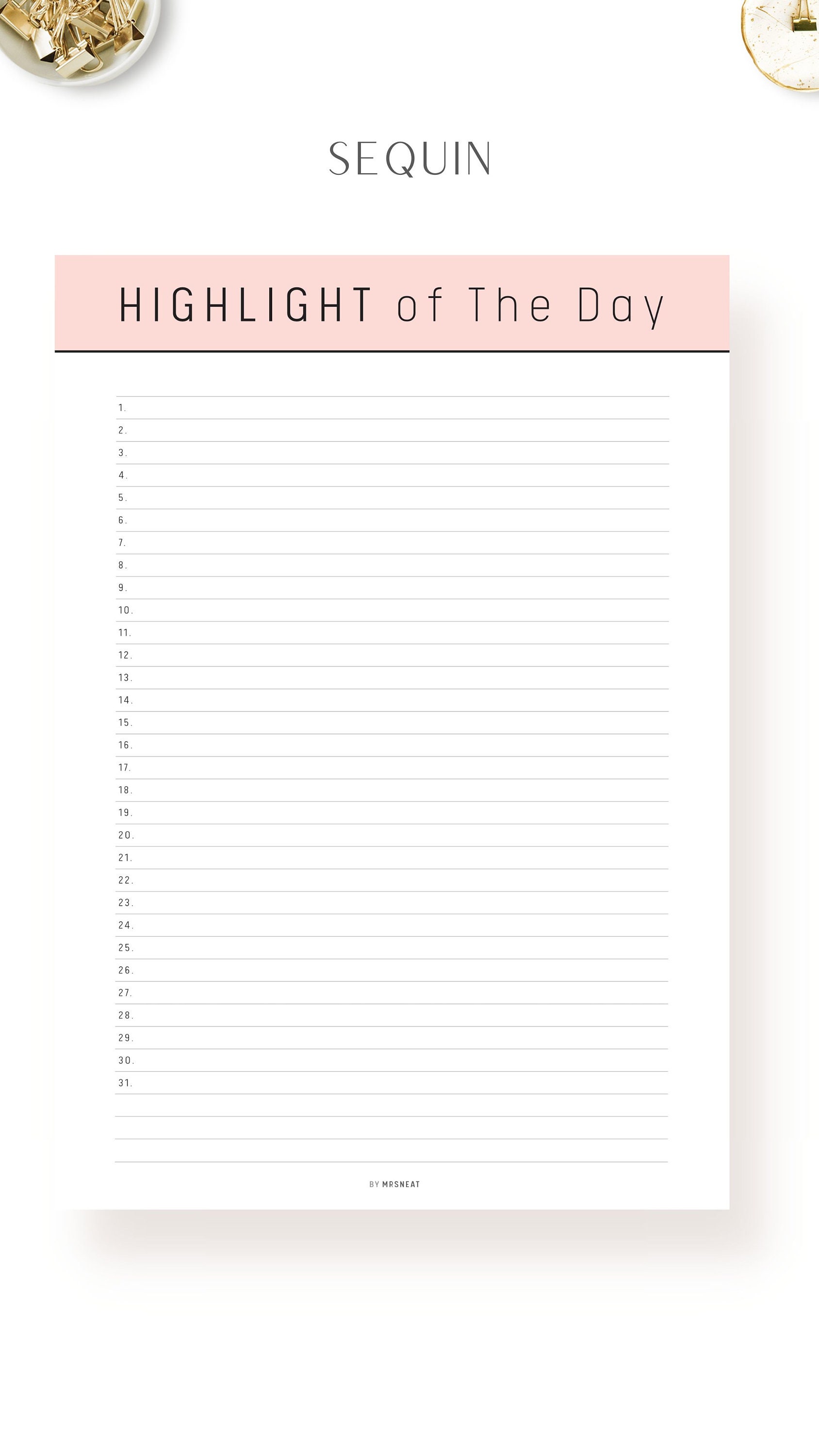Printable Highlight of the Day Template Day Highlight Page - Etsy
