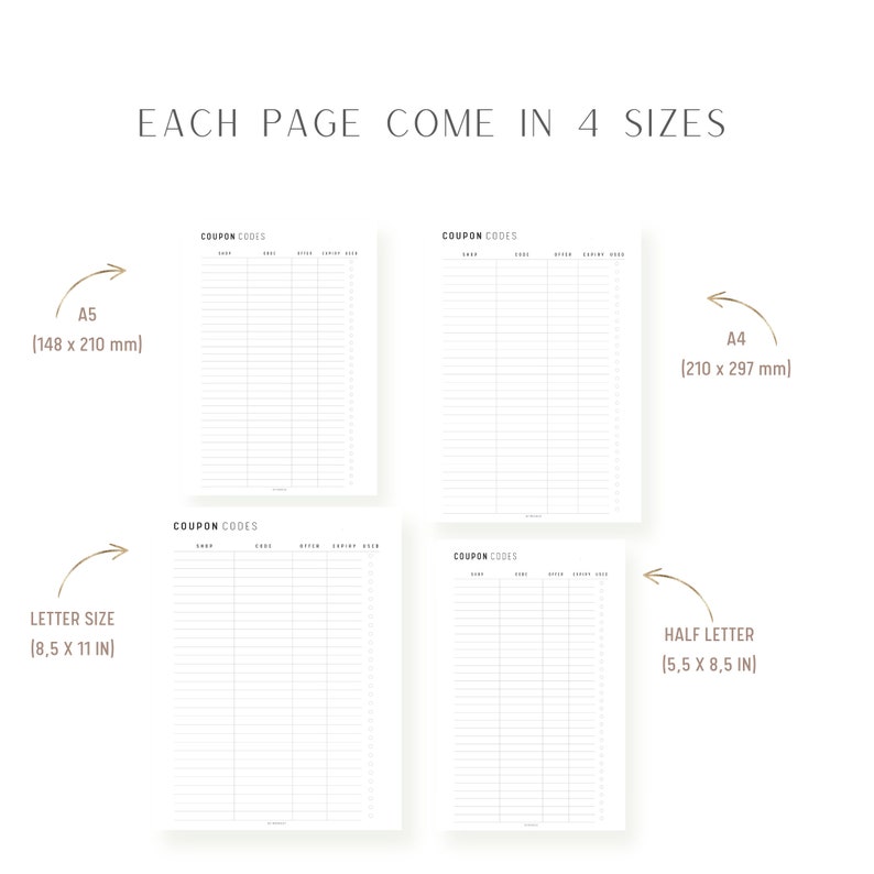 Fillable Coupon Code Tracker PRINTABLE, Coupon Code Template, Coupon ...