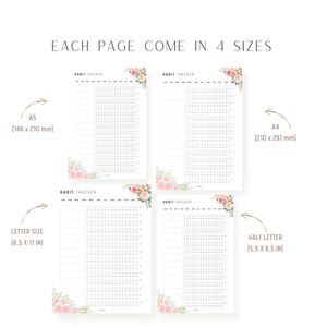 Floral Minimalist Daily Habit Tracker, Habit Tracker Printable, Daily ...
