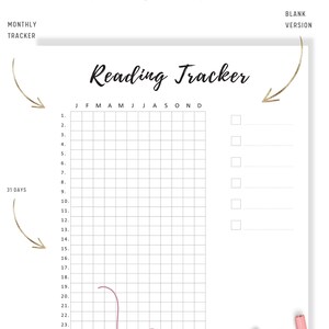 PRINTABLE Reading Tracker One Year Template, Reading Journal, Book ...