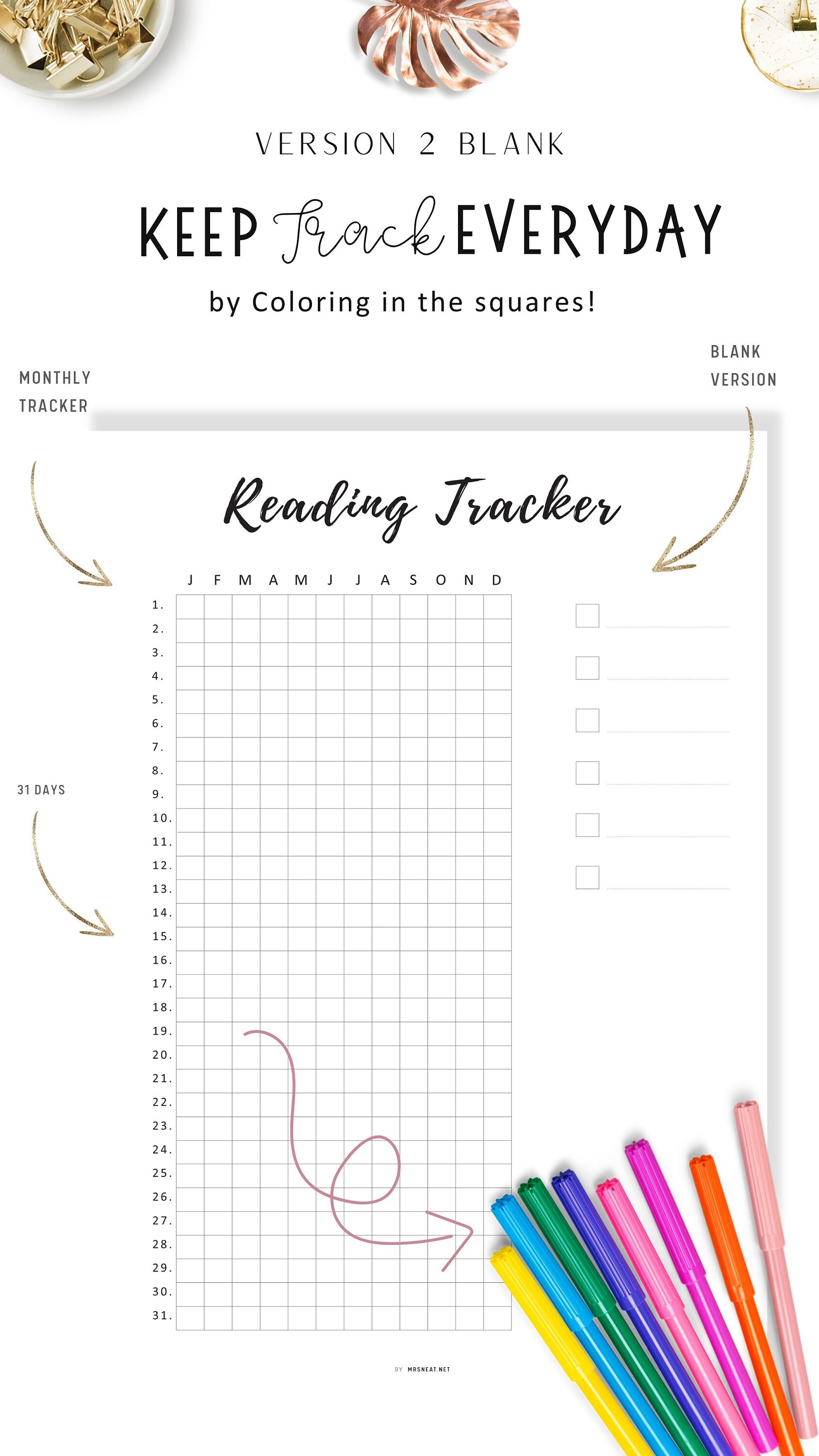 PRINTABLE Reading Tracker One Year Template, Reading Journal, Book ...