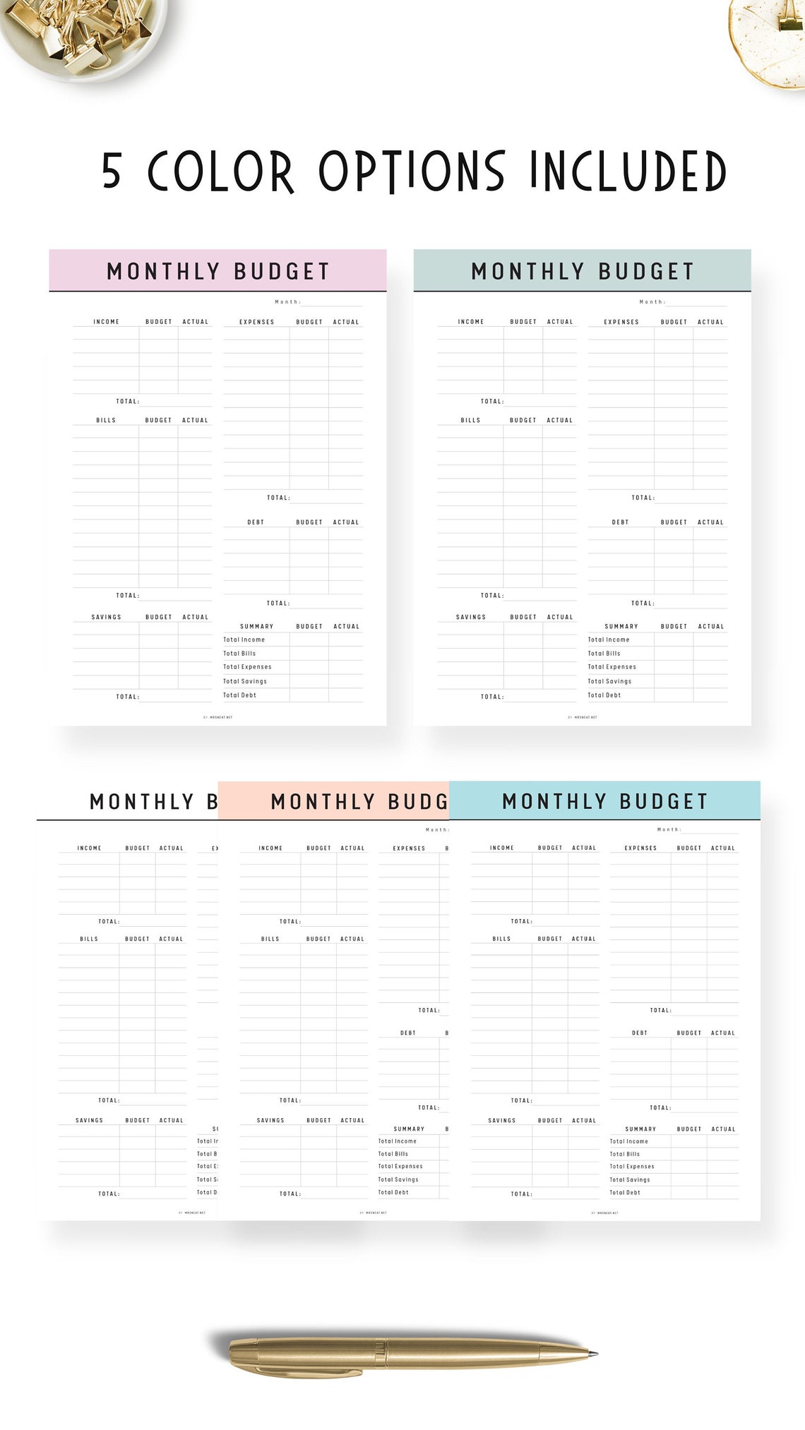 Monthly Budget Planner Template Printable, Finance Overview Sheet, PDF ...