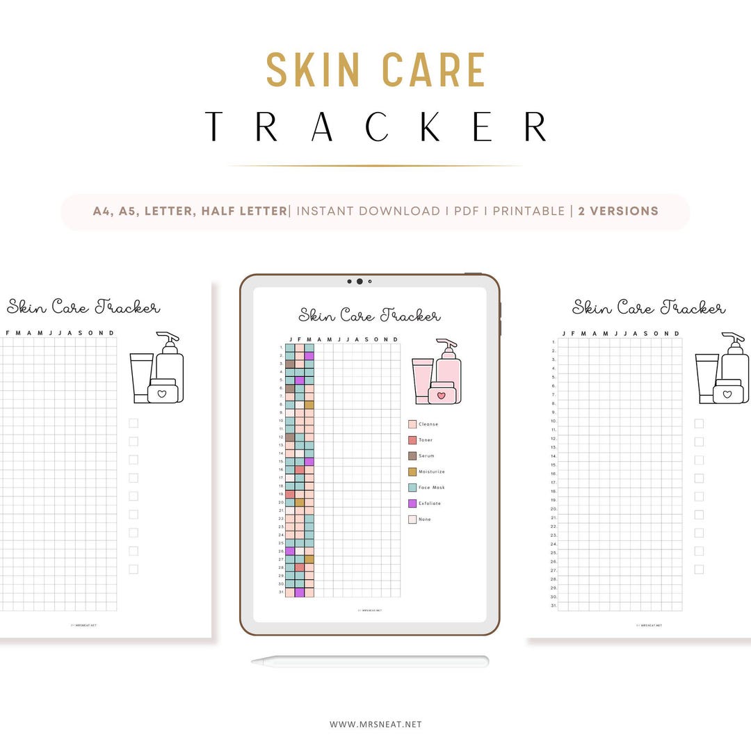 Yearly Skin Care Tracker Printable, Skin Care Tracker Journal Page ...