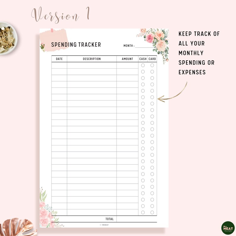 Fillable Spending Tracker Printable, Expense Tracker, Budget Tracker ...