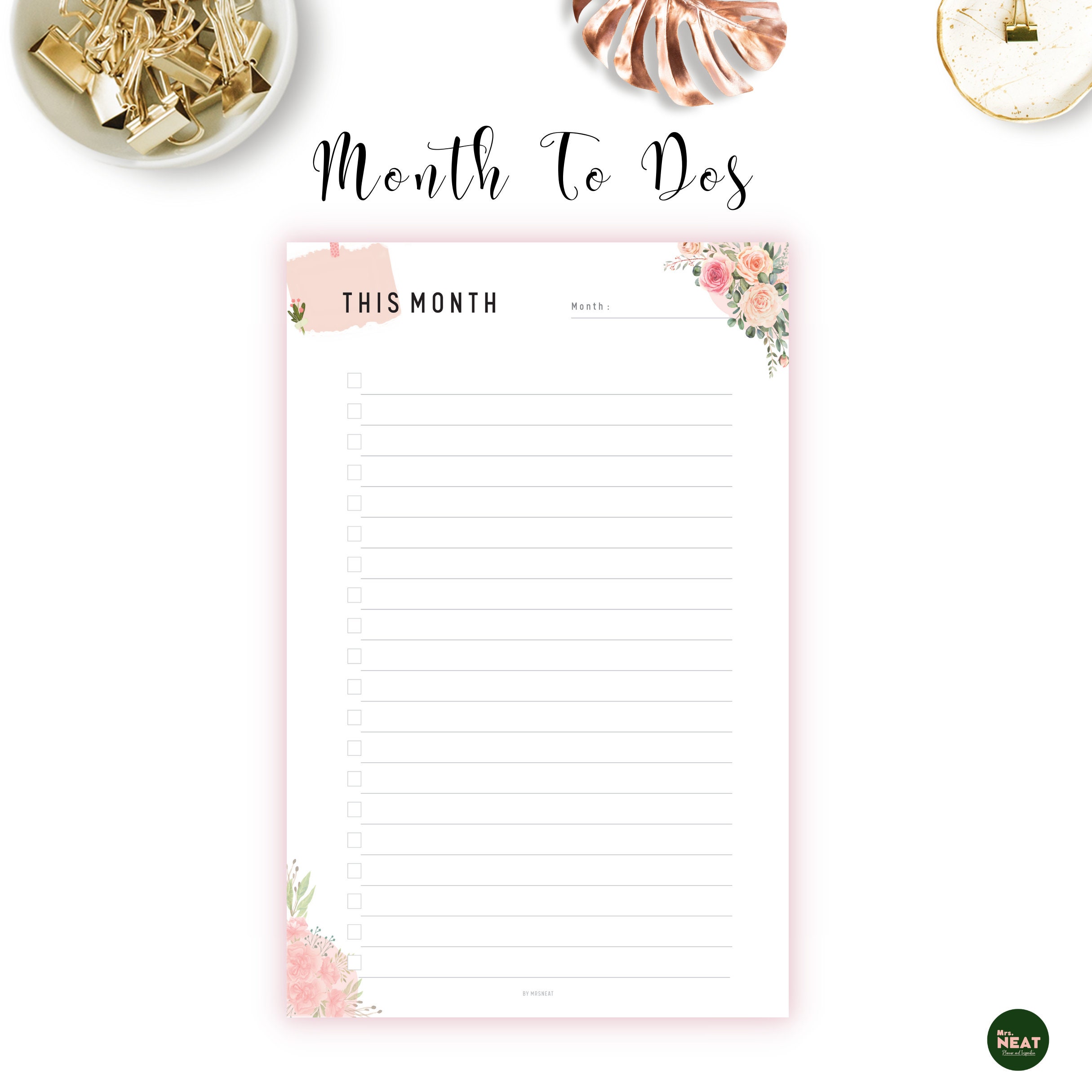 Floral to Do List Planner Printable Bundle 6 Pages Cover - Etsy