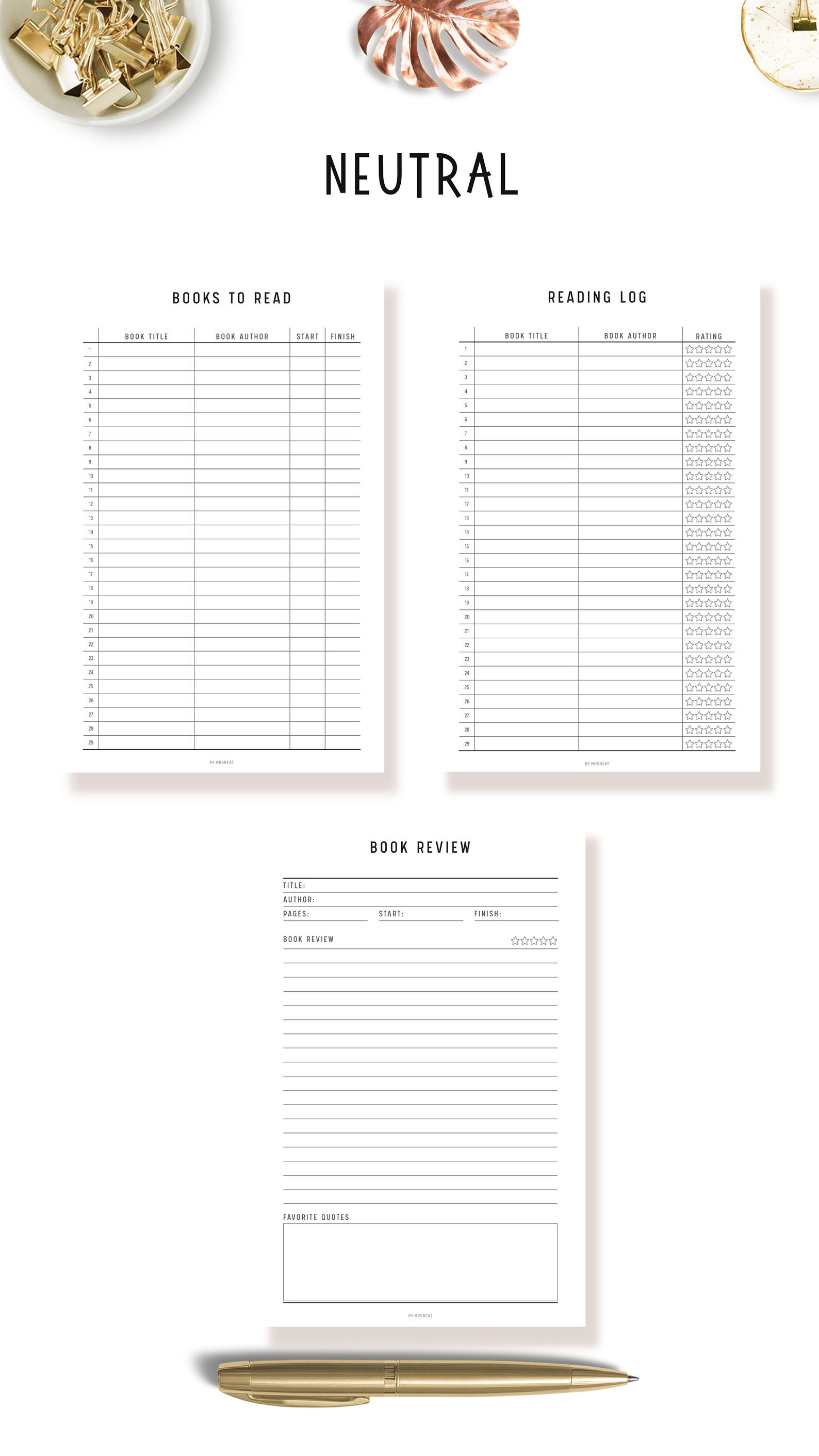 Reading Planner Bundle, Book Review, Reading Log, Books to Read List ...