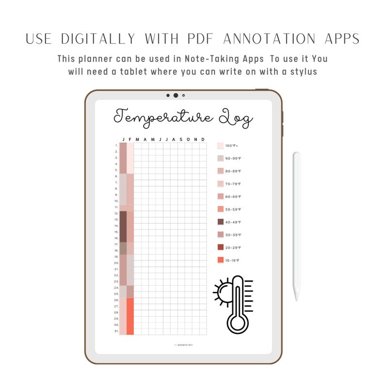 Temperature Log Printable, Temperature Tracker, Weather Tracker ...