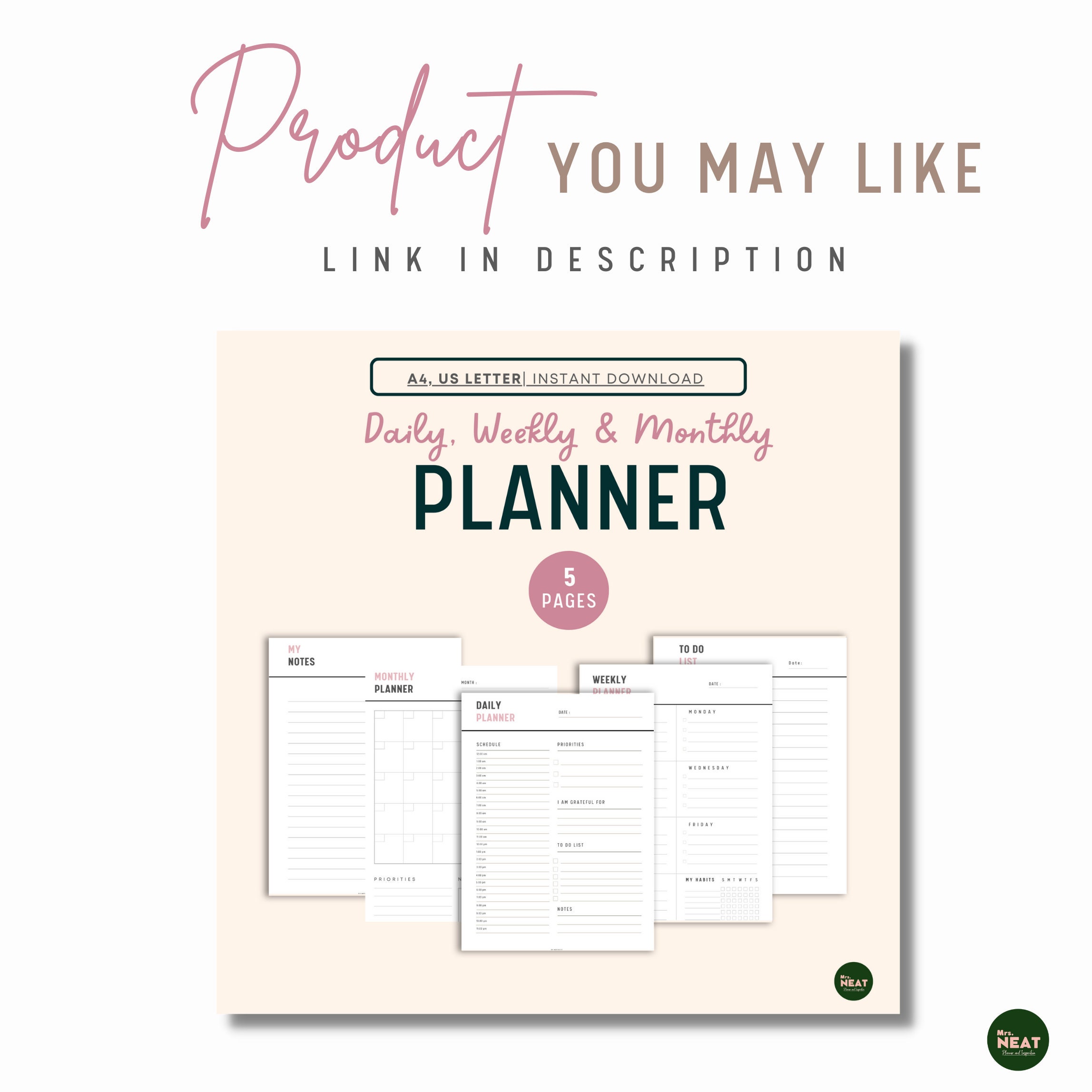Floral Daily Planner Printable Schedule Template to Do List - Etsy