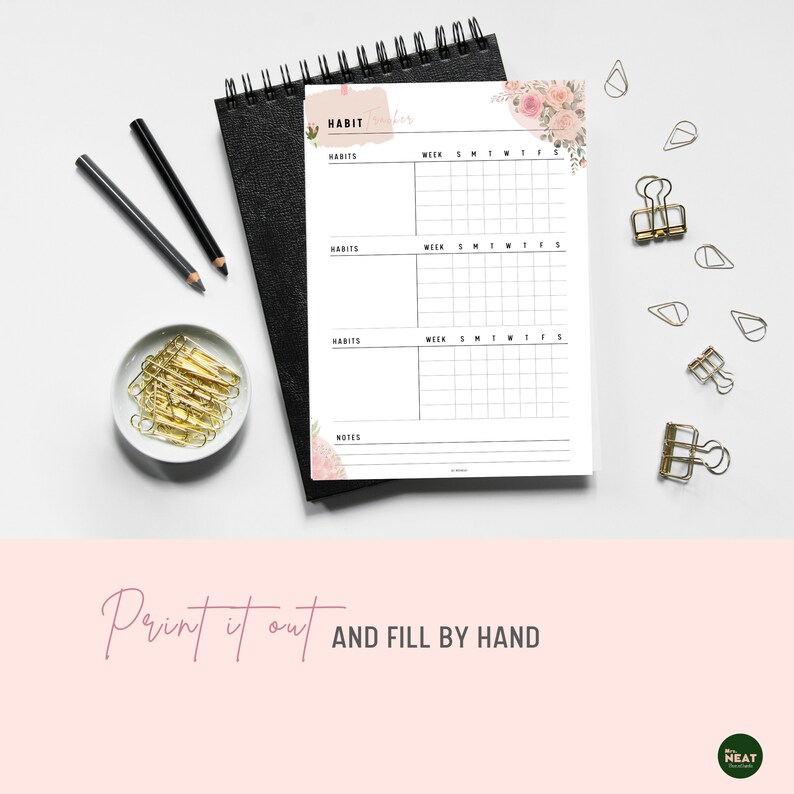 Daily Habit Tracker Printable, Floral Planner Printable, Planner Insert ...