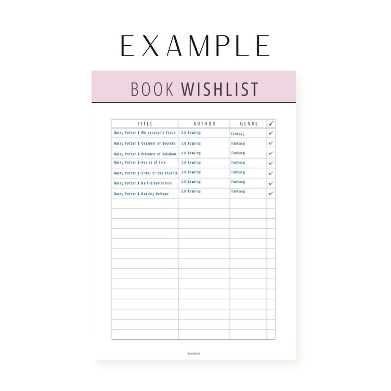 FILLABLE Book Wish List PRINTABLE: Reading Template, 5 Colors (A4, A5 ...