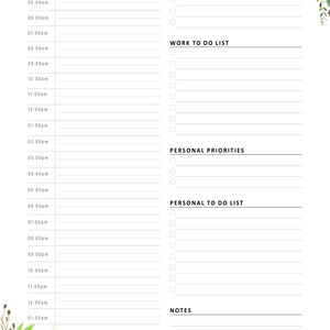 Floral Work From Home Planner, Personal Daily Planner Printable ...