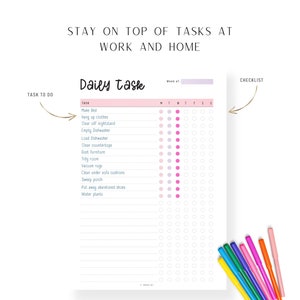 Daily Task List Printable, Daily Planner, Daily to Do List, Schedule ...