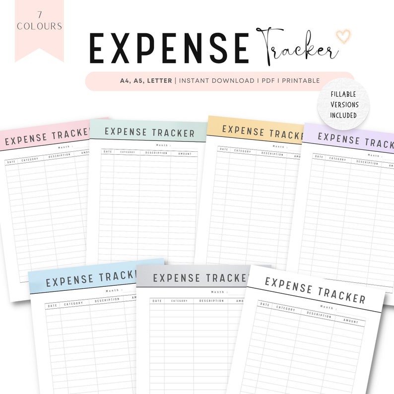 Fillable Expense Tracker Printable, Expense Planner, Money Management ...