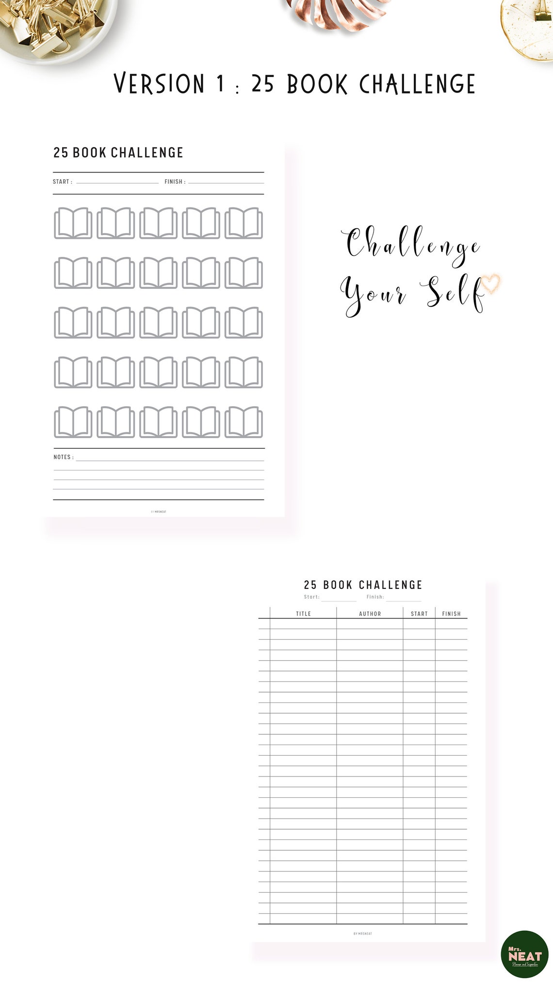 Book Challenge Printable, 100, 50, 30 Book Challenge, 25 Book Challenge ...