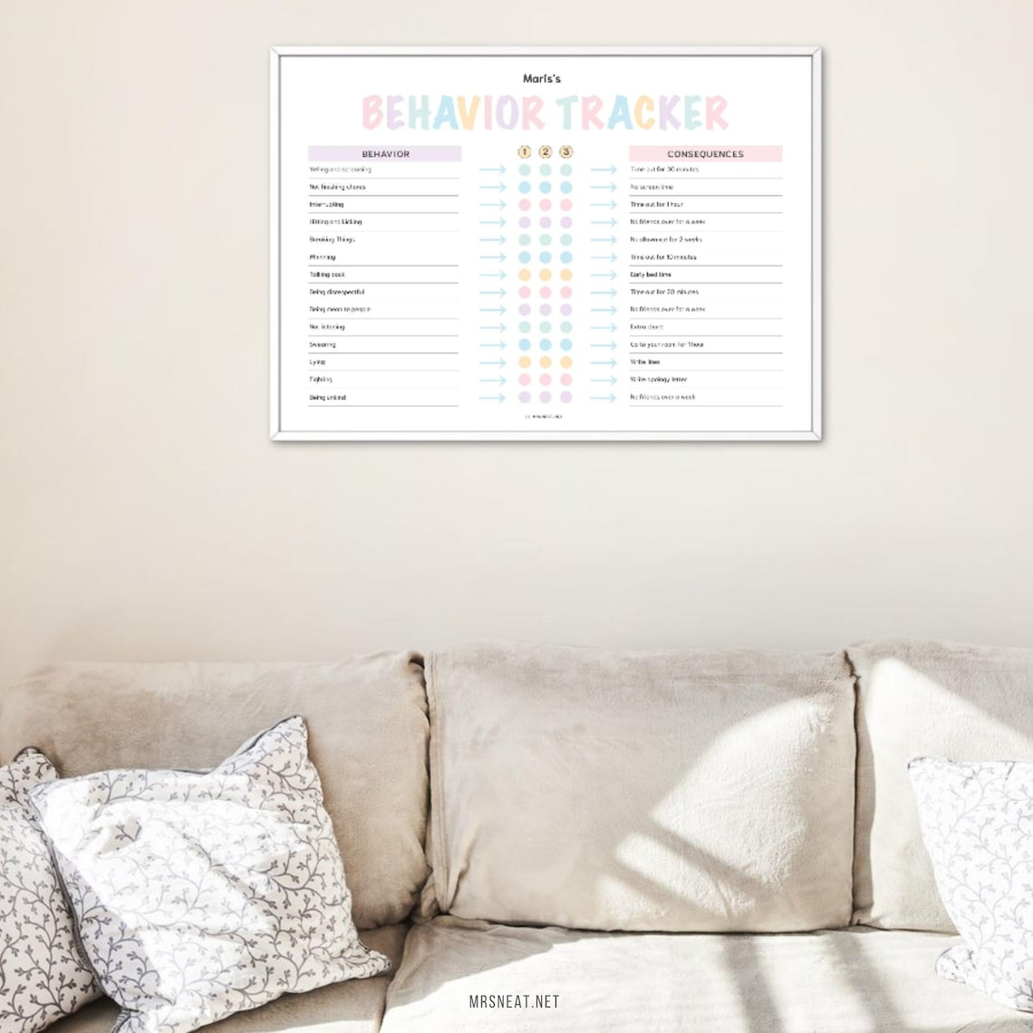 FILLABLE Behavior Chart for Kids: PRINTABLE Behavior Tracker (PDF) - Etsy