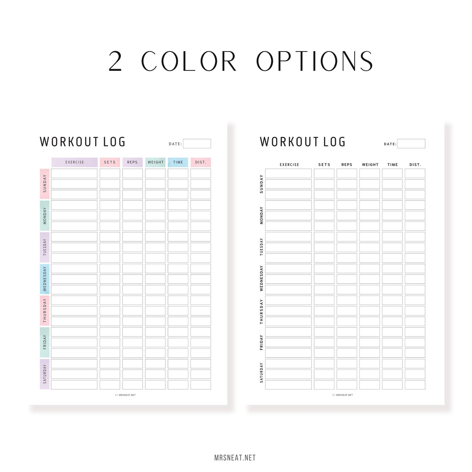 Editable Weekly Workout Log Printable, Daily Workout Planner, Exercise ...