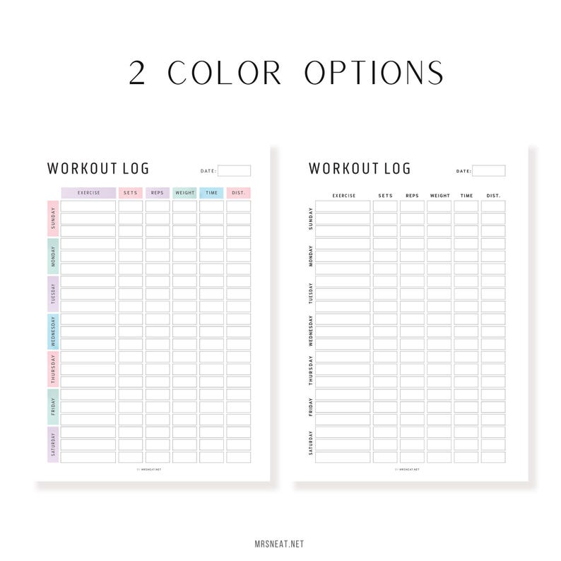Editable Weekly Workout Log Printable, Daily Workout Planner, Exercise ...