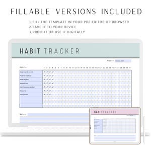 FILLABLE Monthly Habit Tracker PRINTABLE: 5 Colors, A4 & Letter Sizes ...