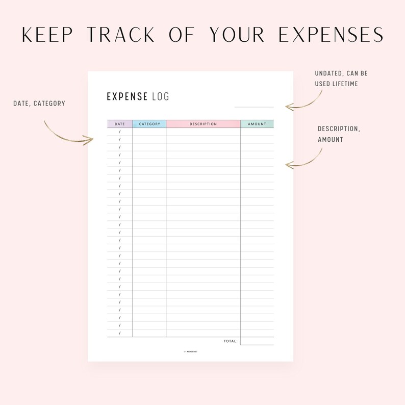 Expense Log Printable, Fillable Spending Tracker Template, Spending Log ...