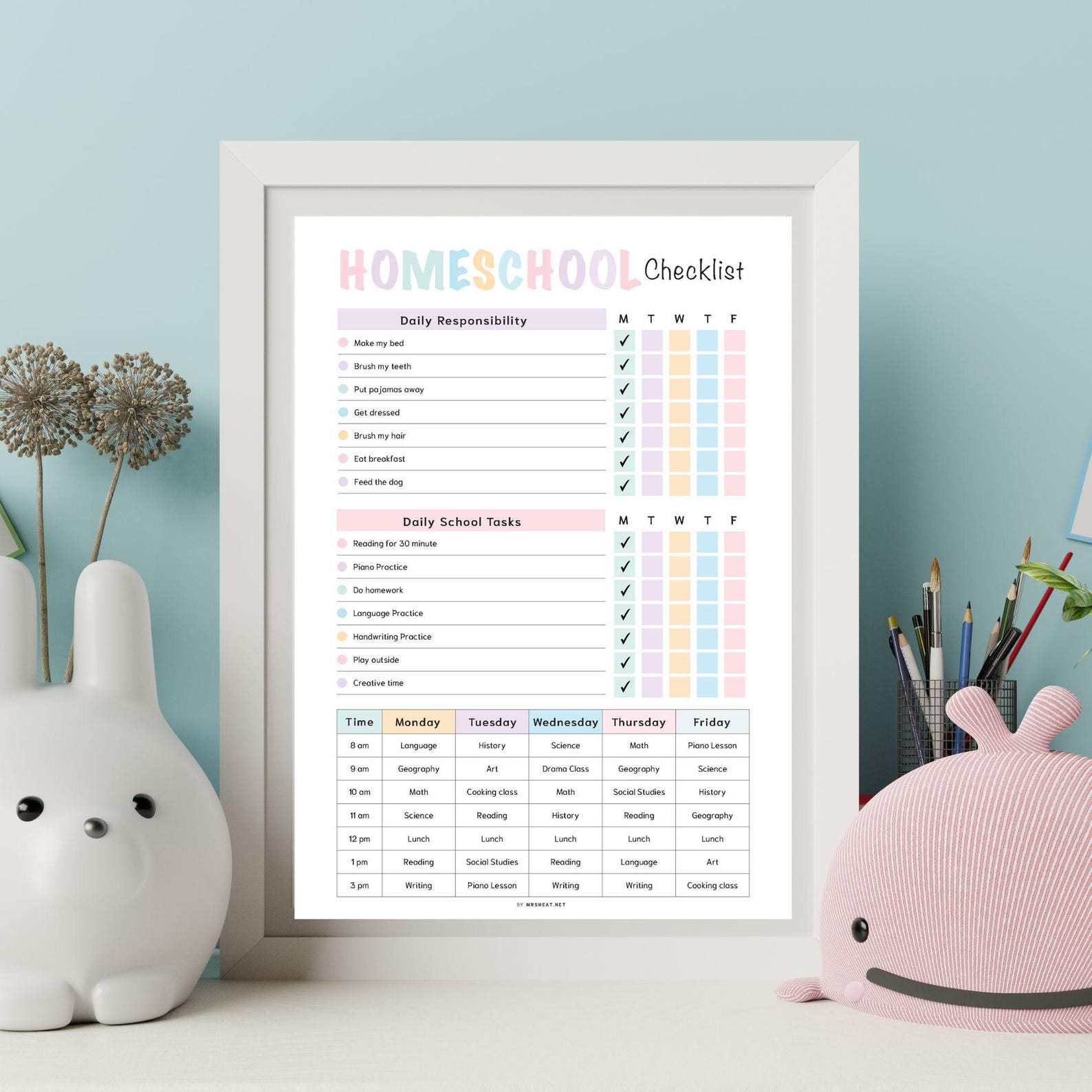 FILLABLE Homeschool Checklist: Daily Schedule Template (PDF) - Etsy