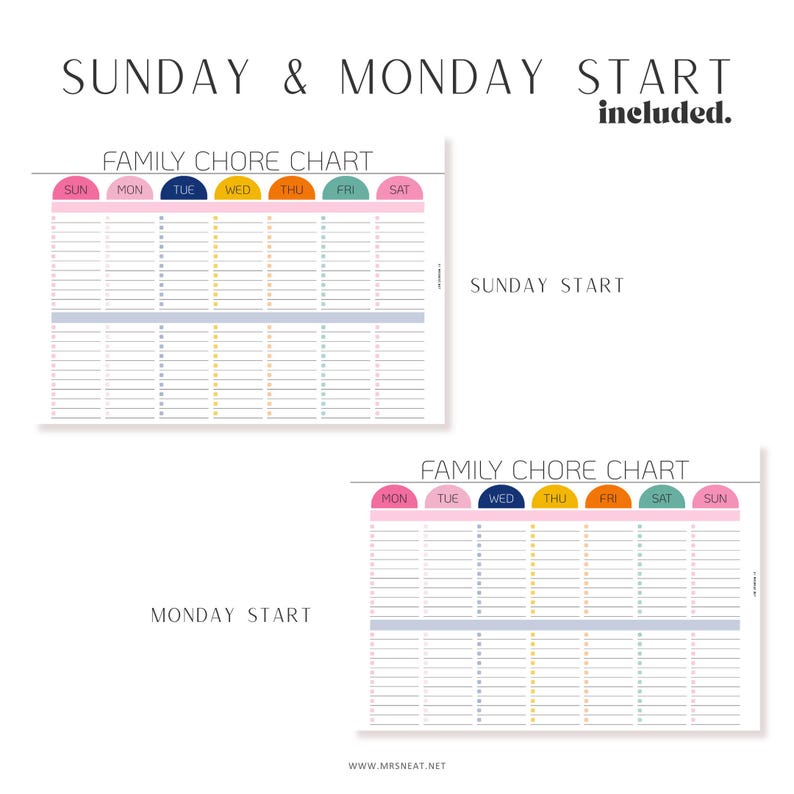 Family Chore Chart: FILLABLE Weekly Planner (printable PDF) - Etsy
