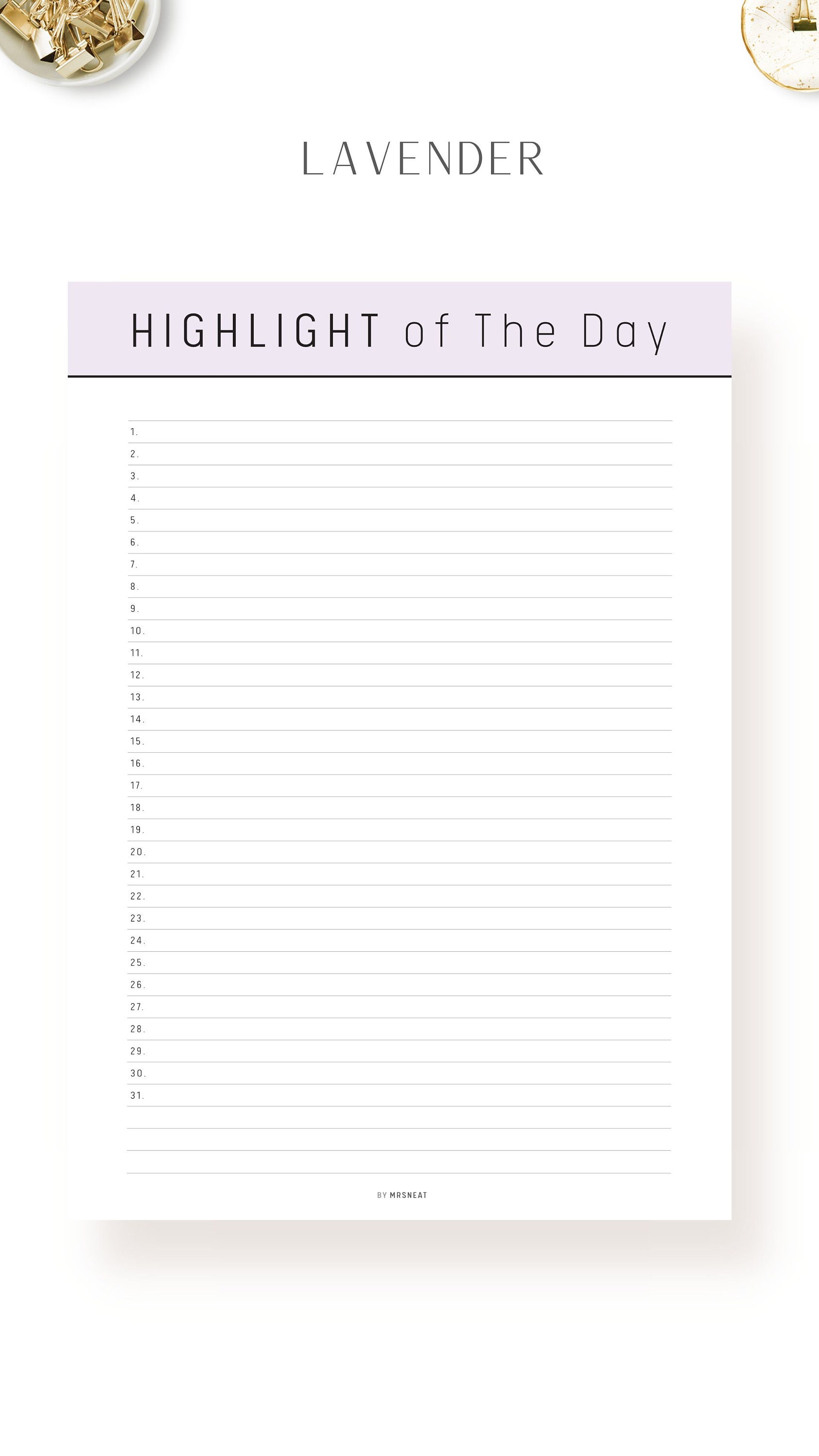 Printable Highlight of the Day Template Day Highlight Page - Etsy
