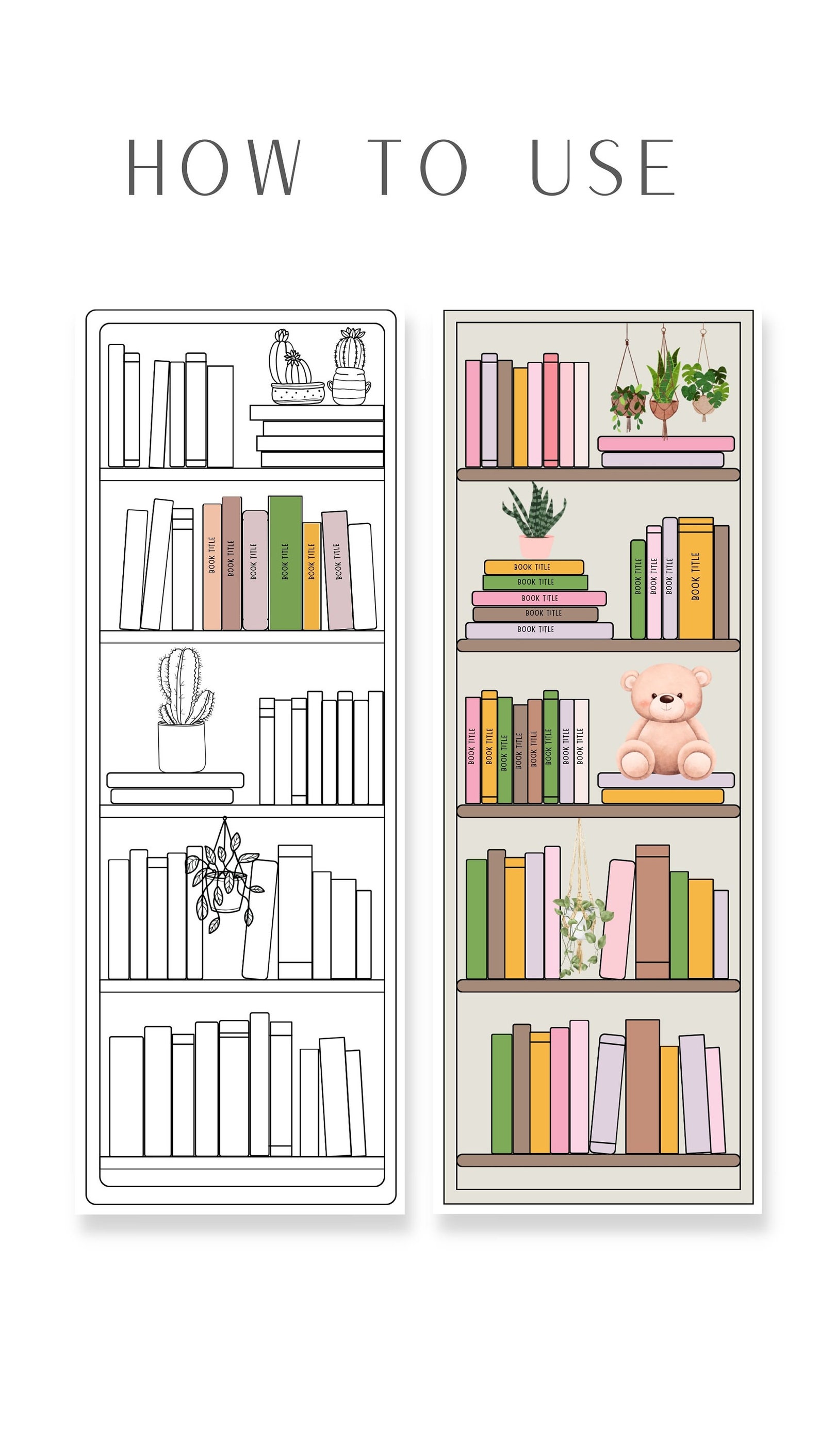 PRINTABLE Bookshelf Bookmark: Reading Tracker, 5 Designs (PDF) - Etsy