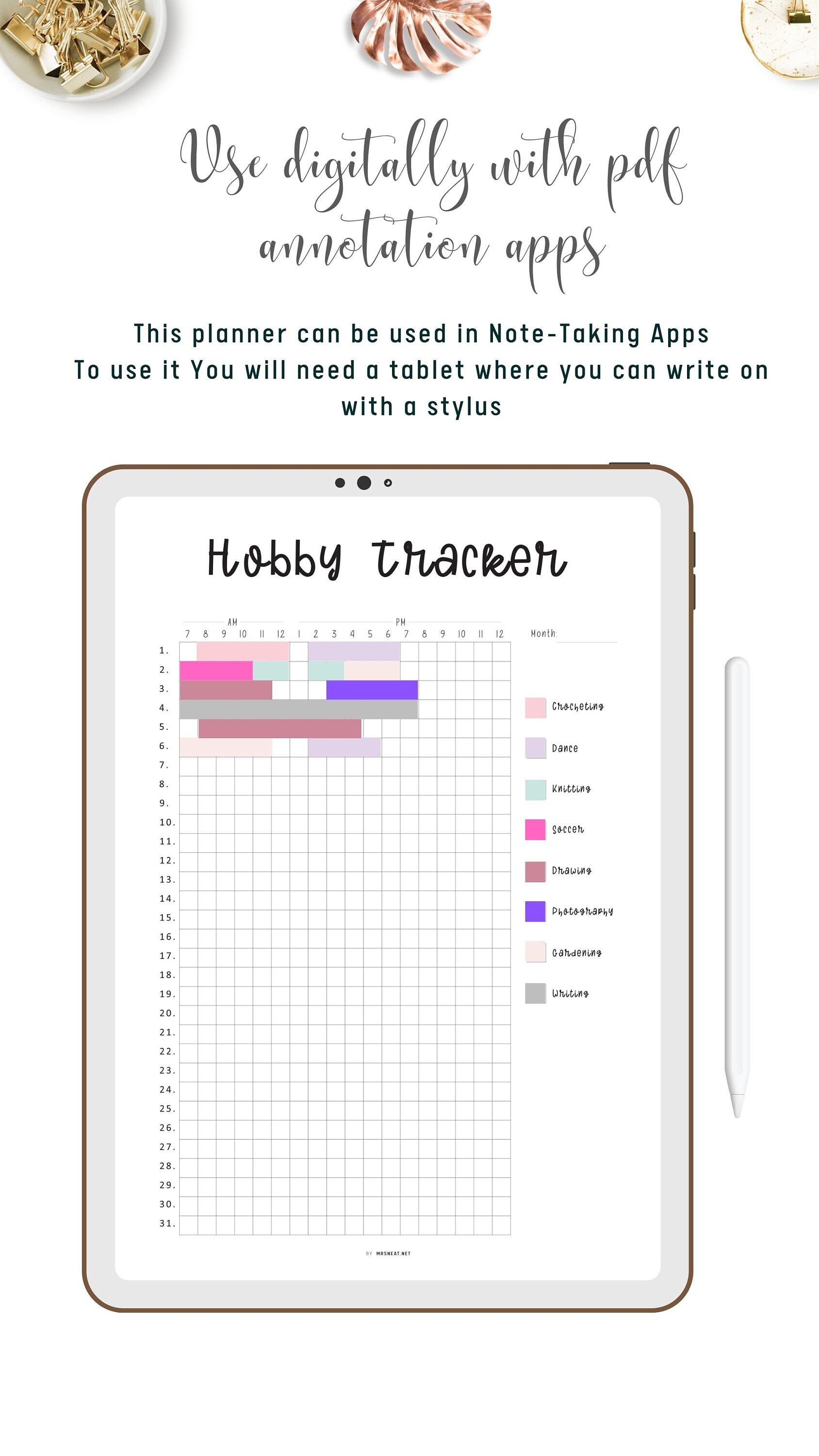 Monthly Hobby Tracker Template, Daily Hobby Tracker, Self Care Journal ...