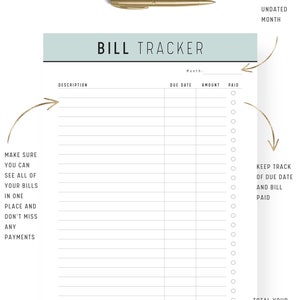 Bill Payment Tracker Printable, Spending Tracker Template, PDF, A4, A5 ...