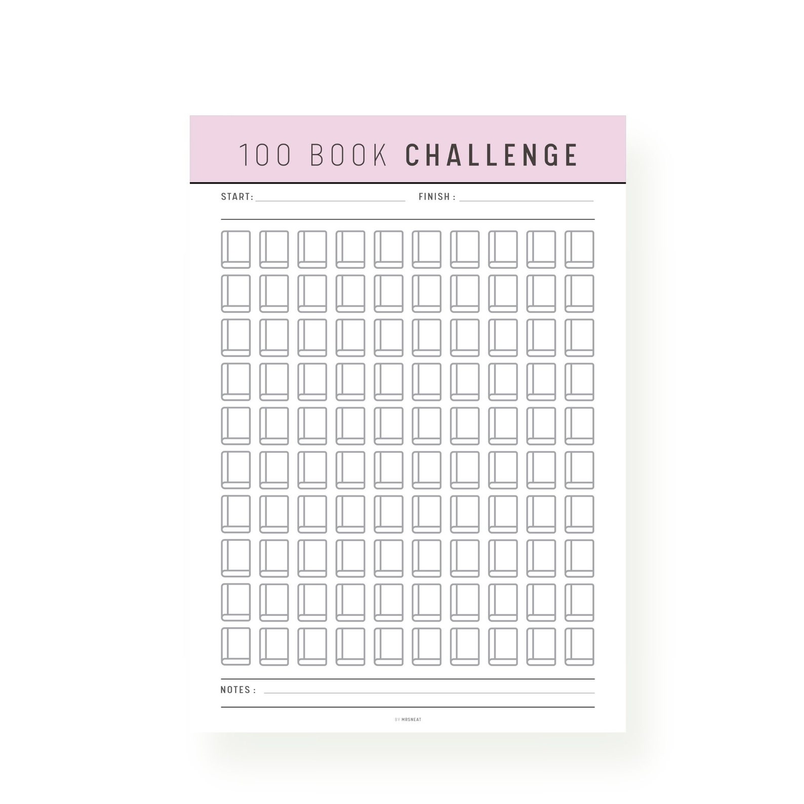 100 Book Challenge Printable, Reading Challenge, Reading Tracker ...