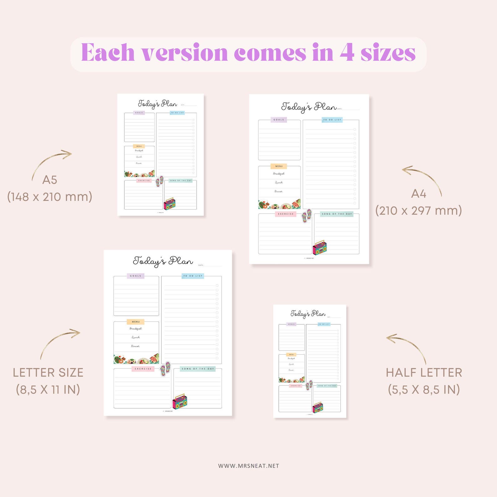 Fillable Todays Plan, Daily Planner Page, Daily Agenda Pages, PRINTABLE ...