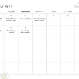 Undated Editable Monthly Planner Printable Landscape, Floral Theme ...