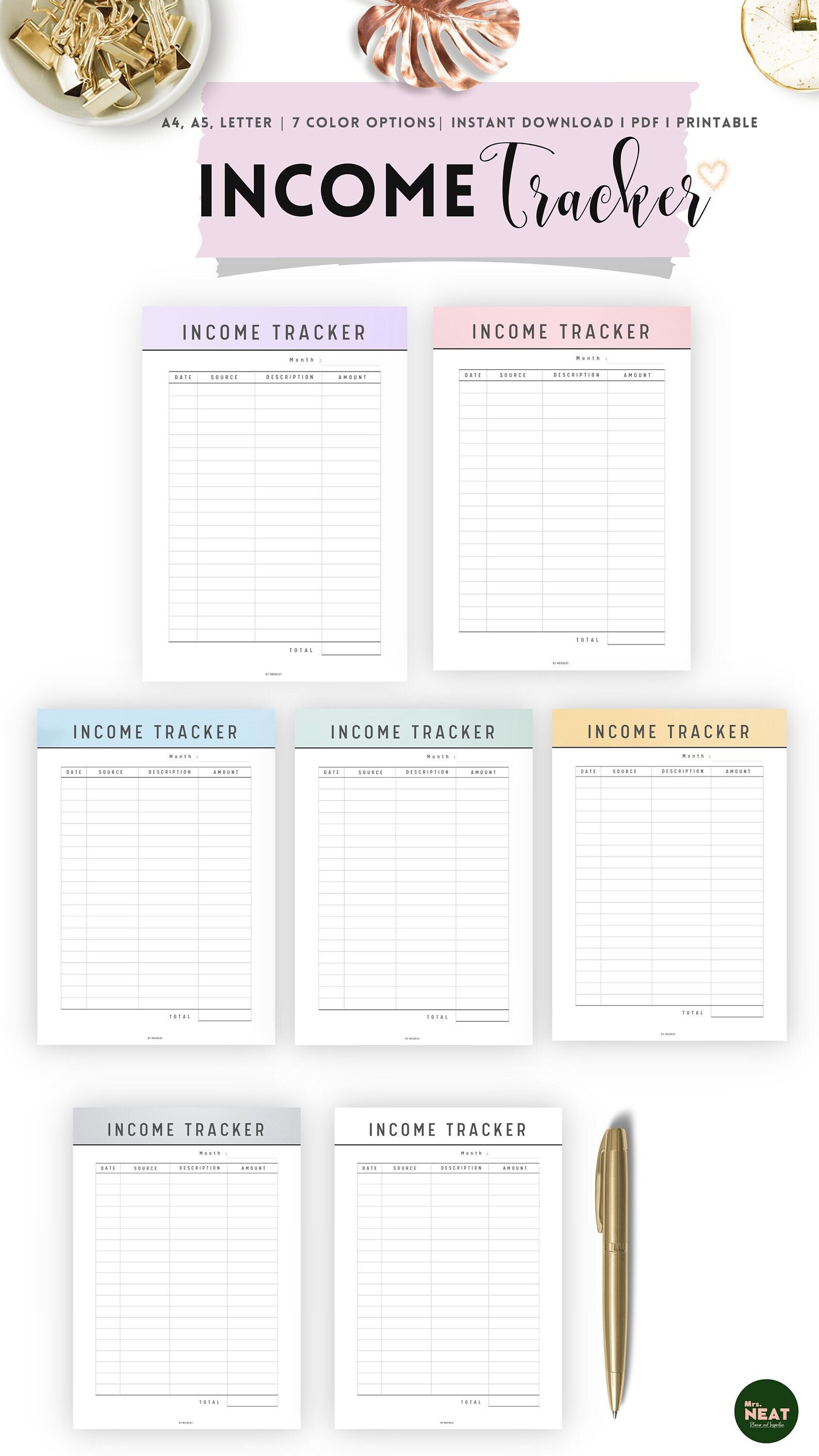 Income Tracker Printable Monthly Income Tracker Income and - Etsy