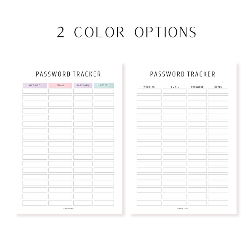Printable Password Tracker, Editable Password Tracker, Password List ...