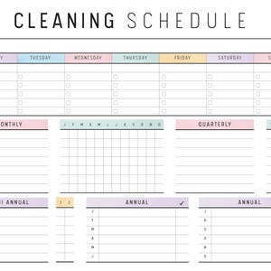 Colorful Cleaning Schedule Template, Fillable Cleaning Checklist ...