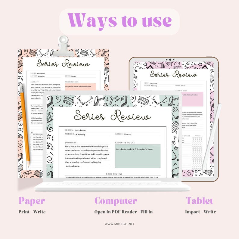 FILLABLE Book Series Tracker PRINTABLE: Reading List Planner (a4/a5 ...