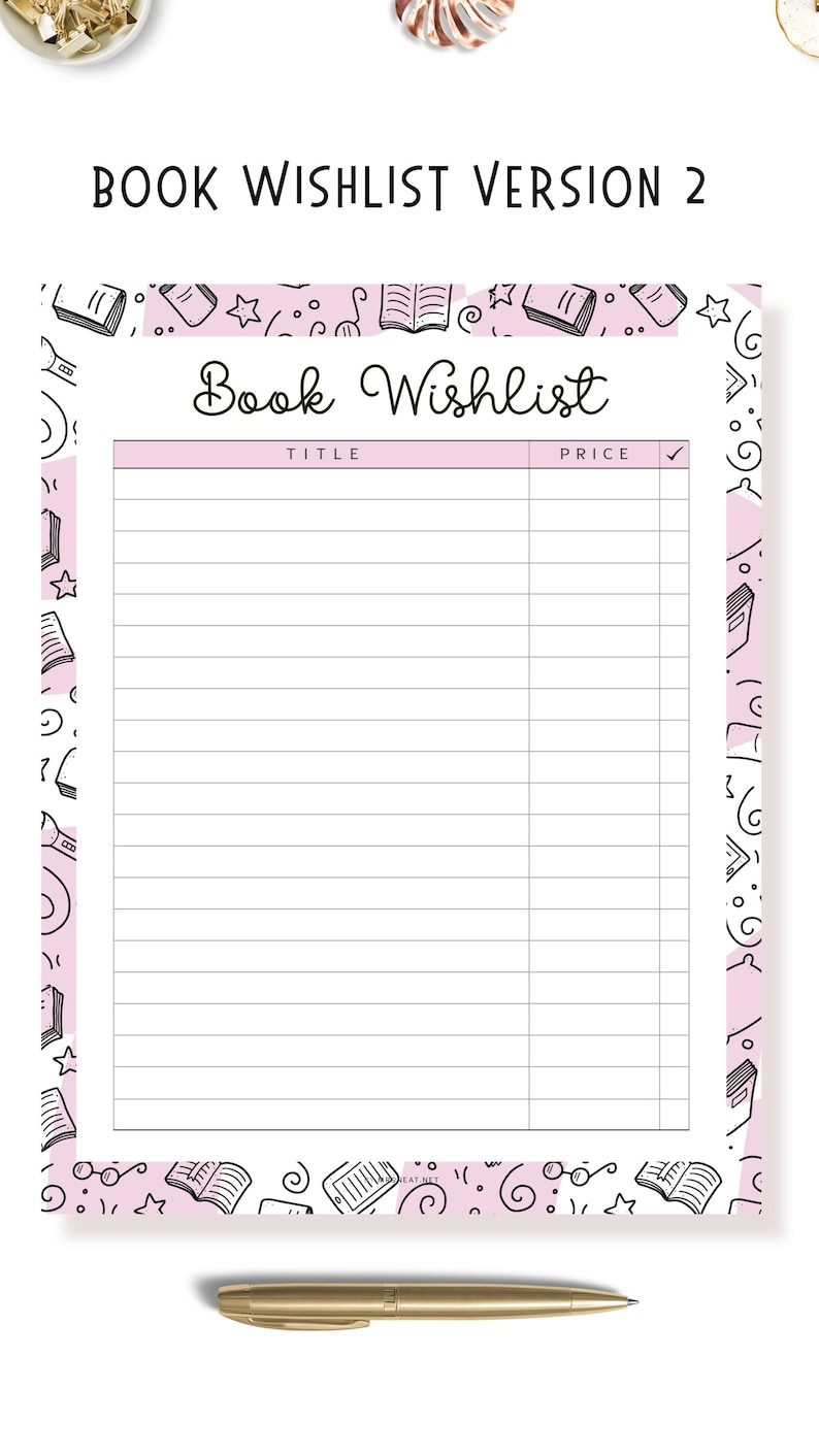 Reading Wish List Printable, Book Wishlist Template, Reading Log ...