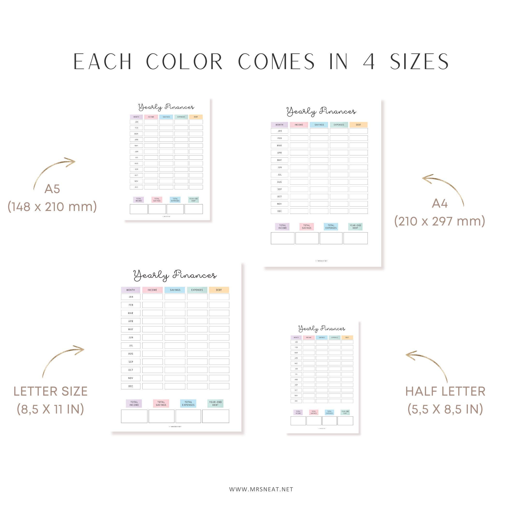 FILLABLE Yearly Finance Tracker Template: Money Management Planner, 2 ...