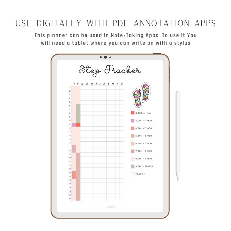 Step Tracker Yearly Printable Fitness Tracker Health Tracker Fitness 