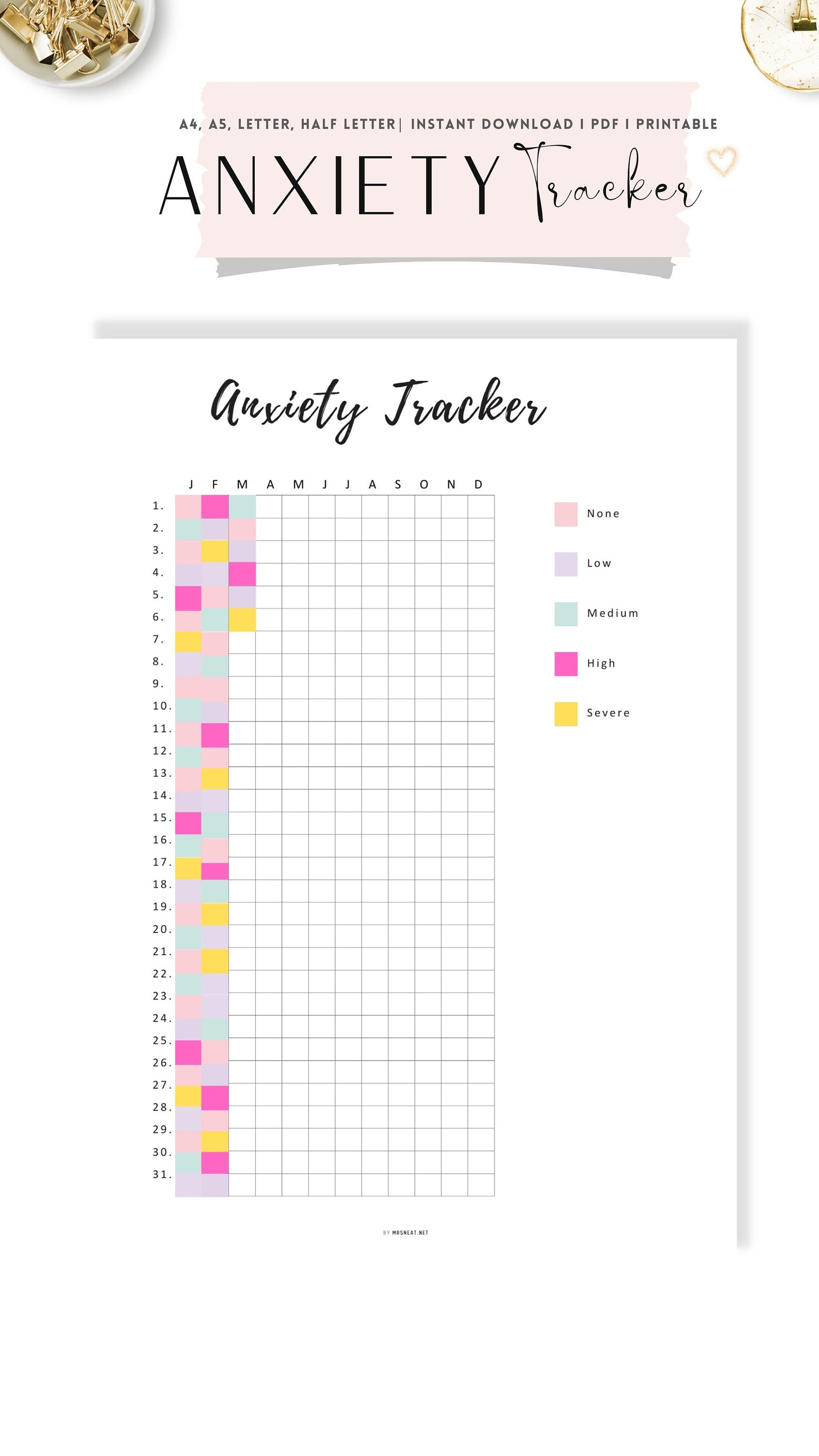 Anxiety Tracker Printable, Anxiety Journal, Hack Your Anxiety, Anxiety ...