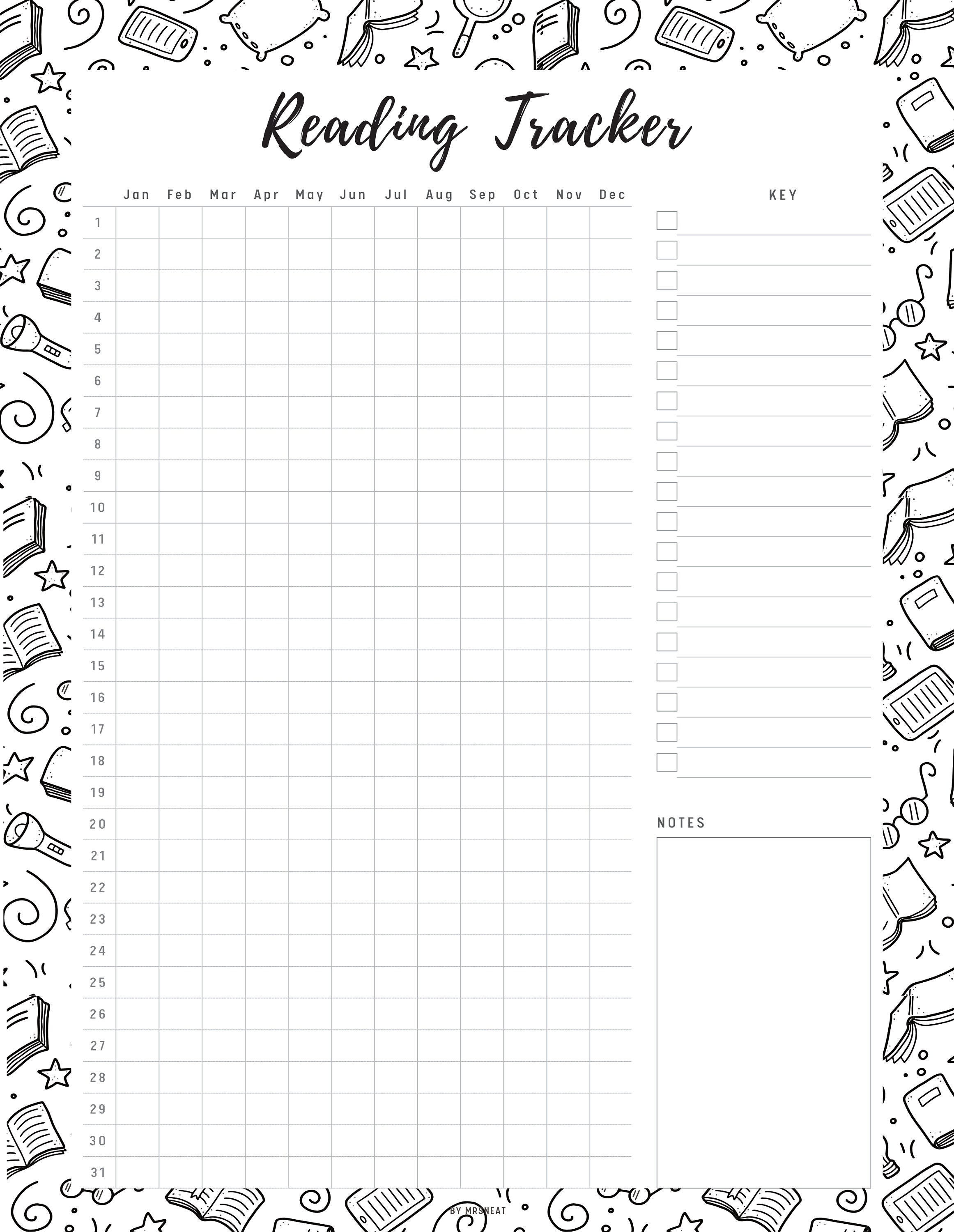 Reading Tracker Template, Book Tracker Printable, Reading Journal, One ...