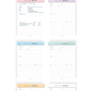 Printable Meeting Notes Template, Meeting Notes Page, PDF, A4, A5 ...