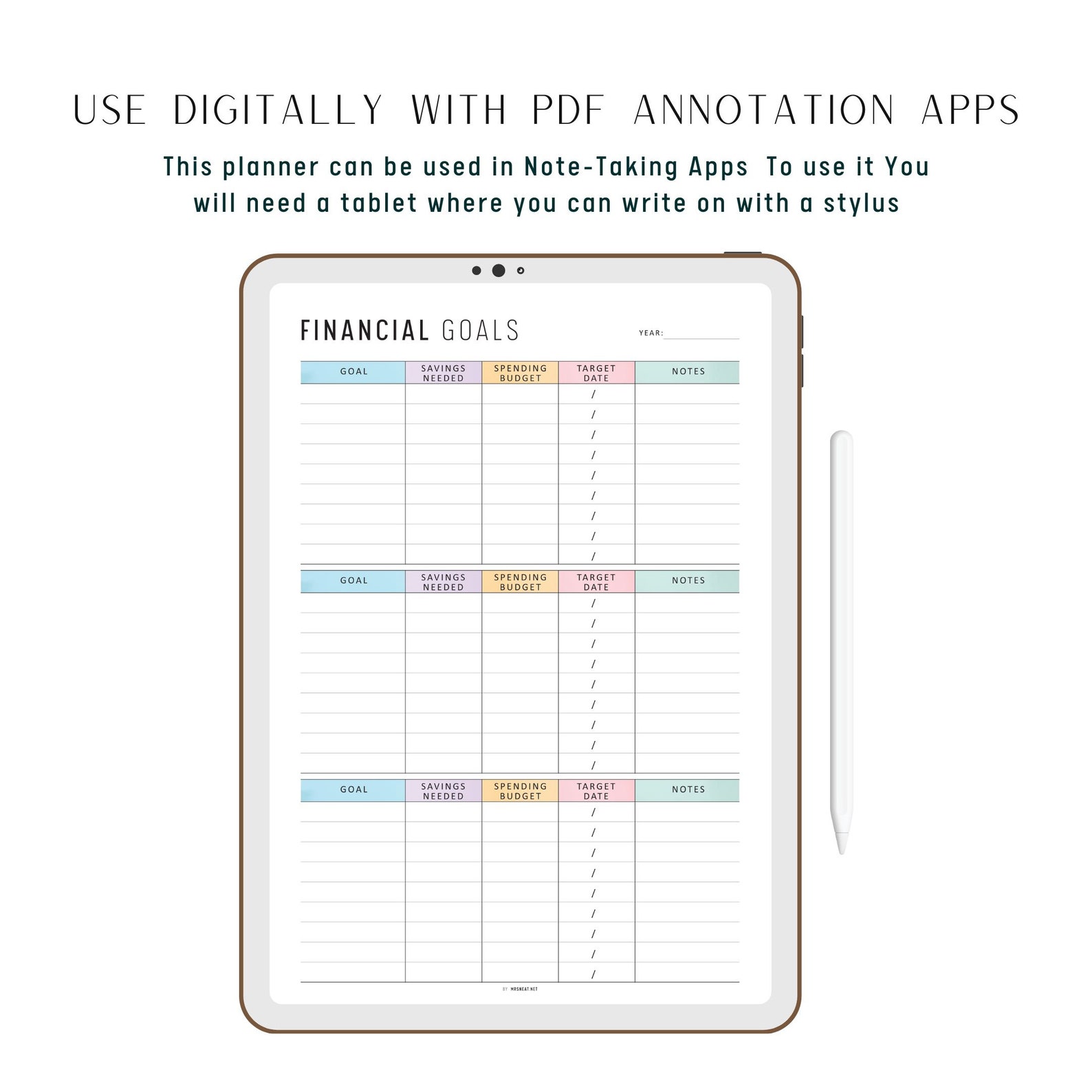 FILLABLE Financial Goals Tracker: PRINTABLE Planner, 2 Colors (A4, A5 ...