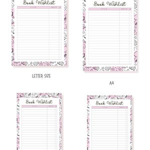 Reading Wish List Printable, Book Wishlist Template, Reading Log ...