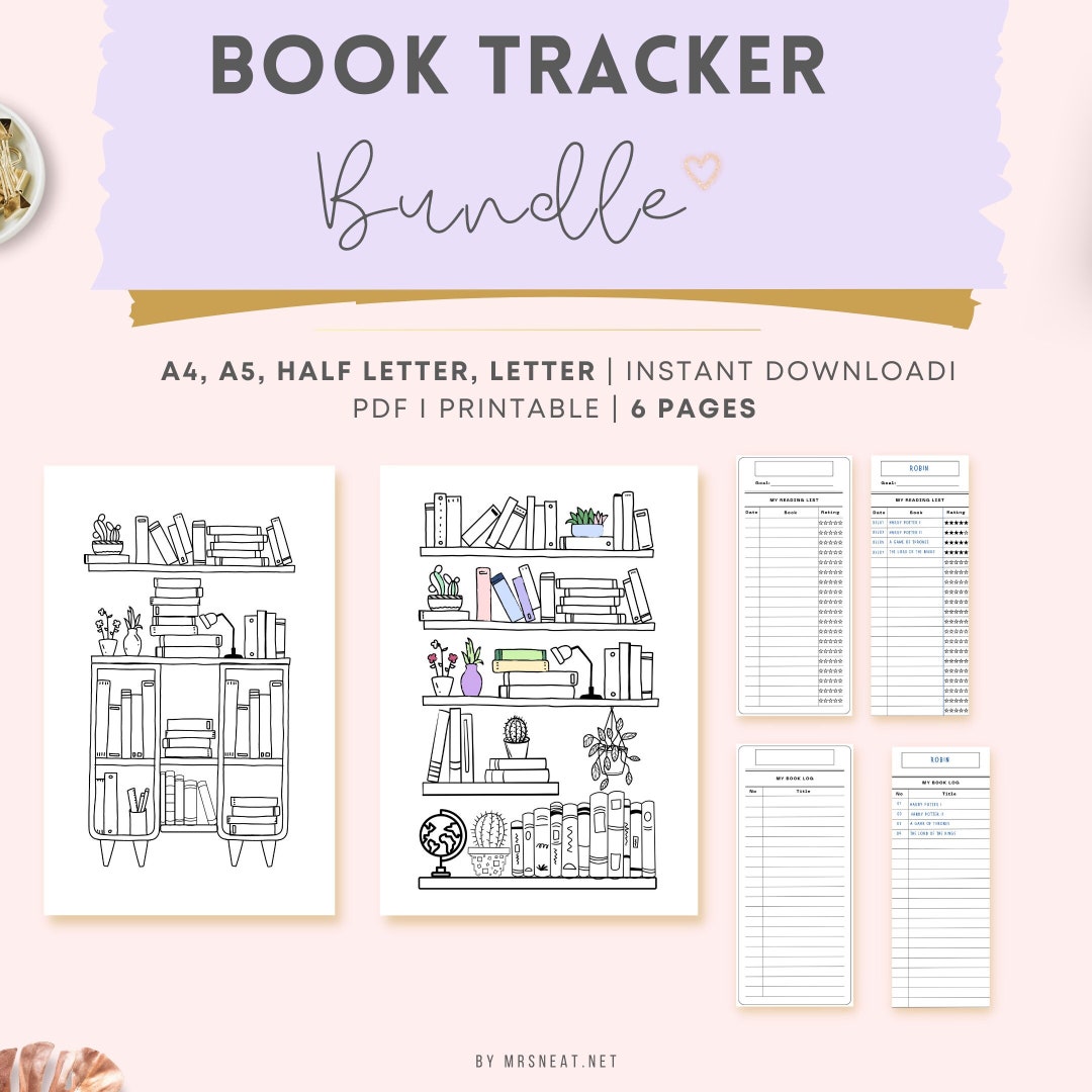 Reading Tracker Bundle, Reading Tracker, Reading List Bookmark, Reading ...