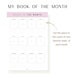 Book of the Month Template, Reading Tracker Template Printable, Pdf, A4 ...
